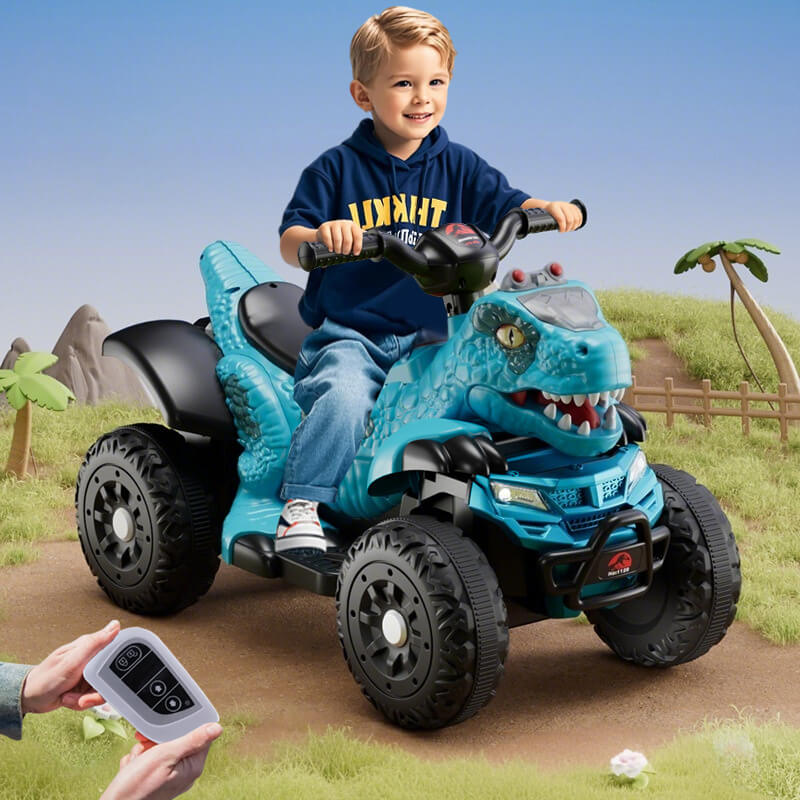 Toddler 12V Dinosaur Ride-on Car 4-wheel Dual Drive ATV Parental Remot ...