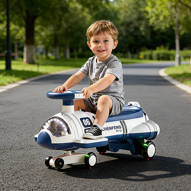 12V Electric Wiggle Car Kids Soft Start Ride On Car with Music Light F ...