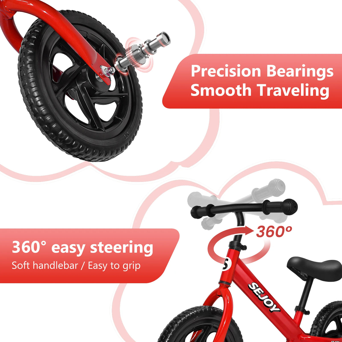 Toddler Balance Bike Lightweight Bike Adjustable Seat and Handle No Pe ...