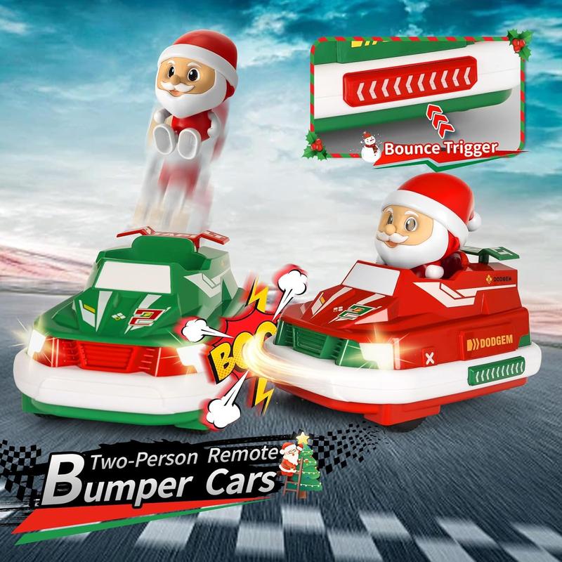 2-Pack Christmas-Themed RC Bumper Cars Electronic Bump & Pop-up Game w ...