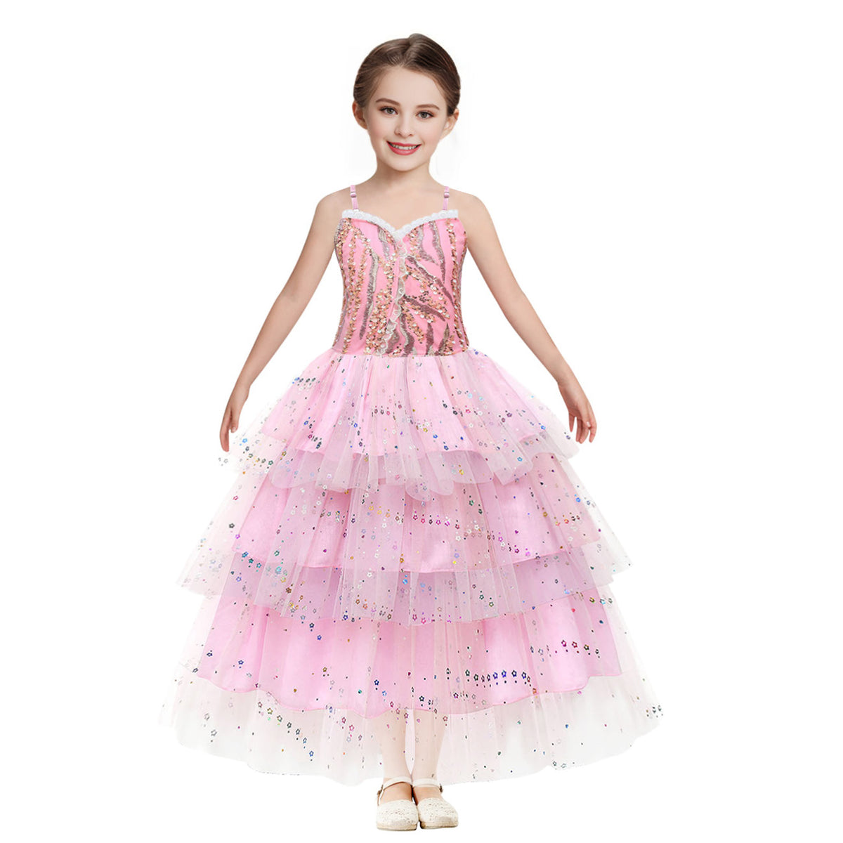 Girls Glinda Costume Pink Glinda Cosplay Outfit Sequins Party Dress Up ...