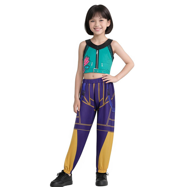 Girl Halloween Costume Pop Star Cosplay Blue Dance Outfit for Dress Up ...