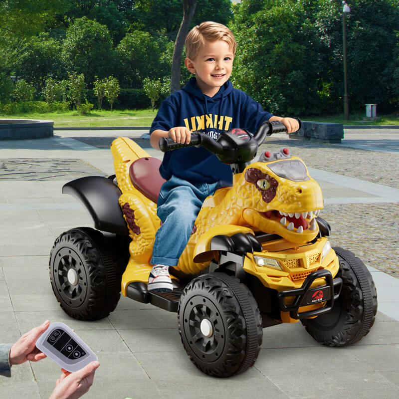 Toddler 12V Dinosaur Ride-on Car 4-wheel Dual Drive ATV Parental Remot ...