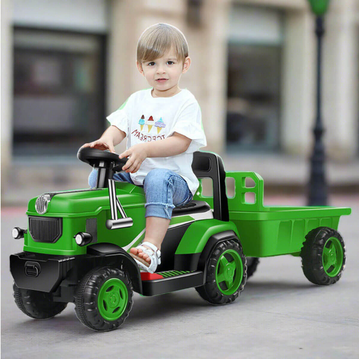 6V Electric Kids Ride On Tractor with Wagon Battery Powered Ride On Ca ...