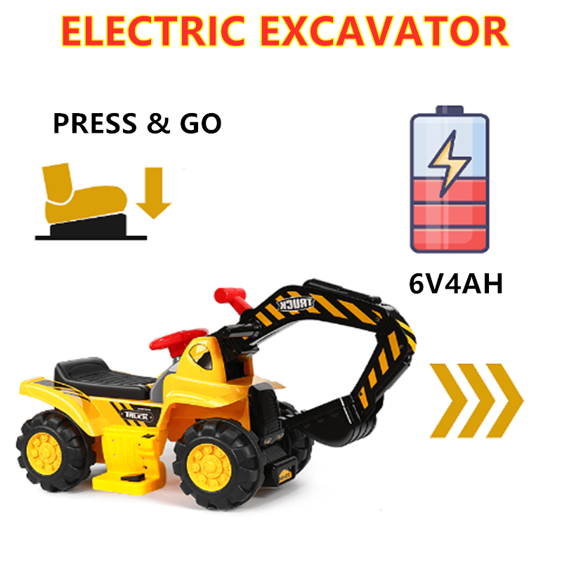 6V Electric Ride-on Excavator Kids Digger Toys With Simulation Sound ...