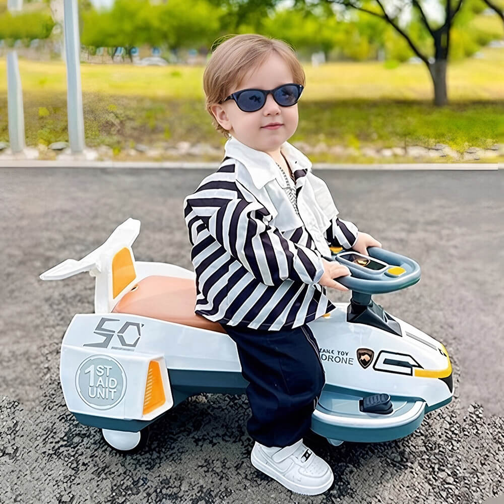 6V Electric Wiggle Car Double Anti-tipping Spray Car with Helmet Prote ...