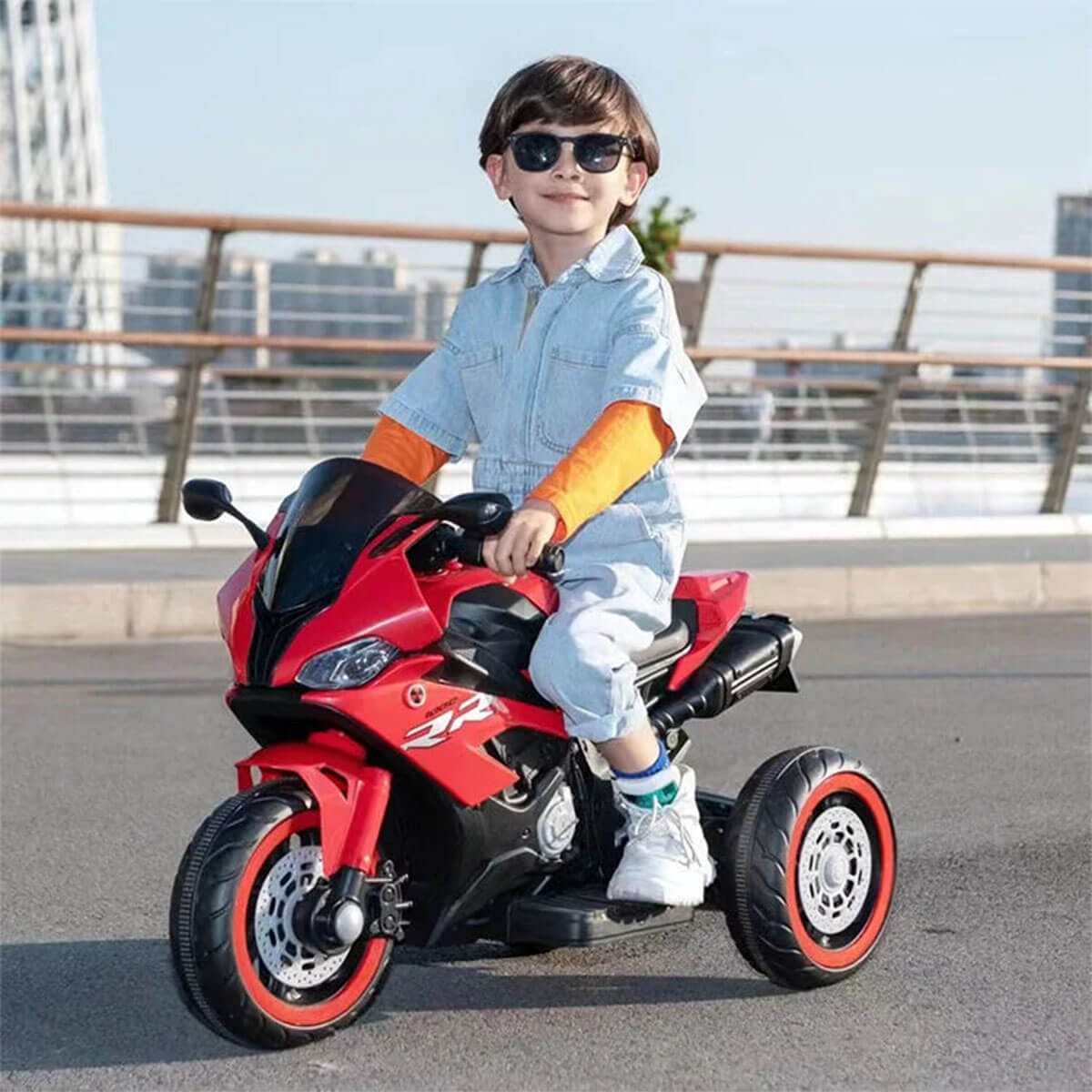 6V Kids Electric Motorcycle Dual Drive 3 Wheels Car Large Battery Powe ...