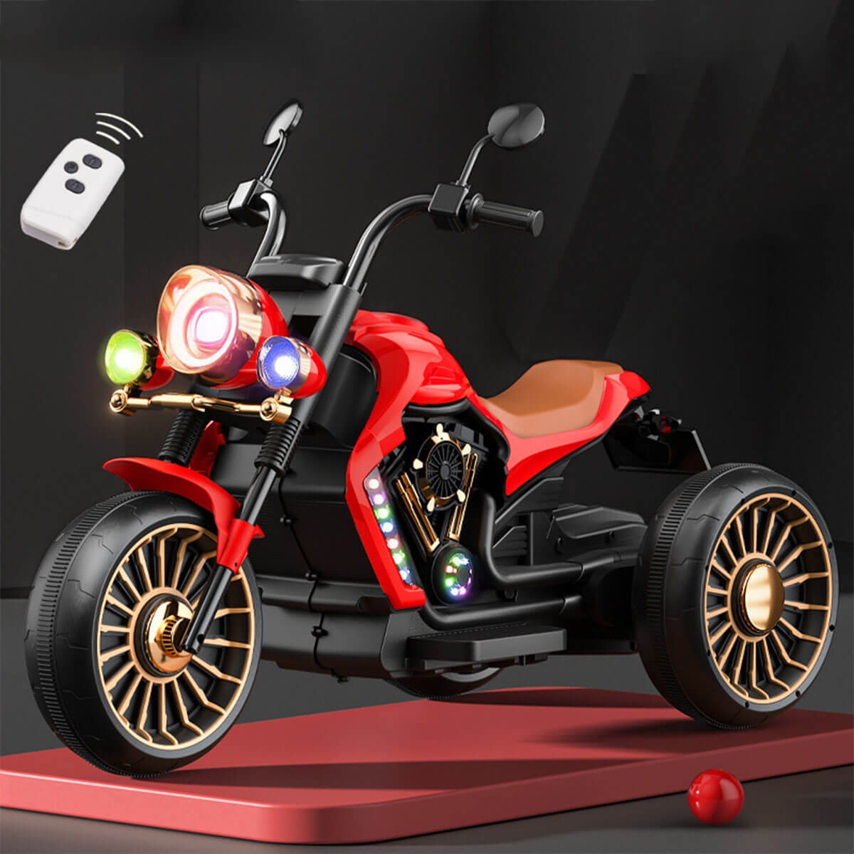 6V Kids Electric Motorcycle with Remote & Music 3 Wheels Car Dual Driv ...