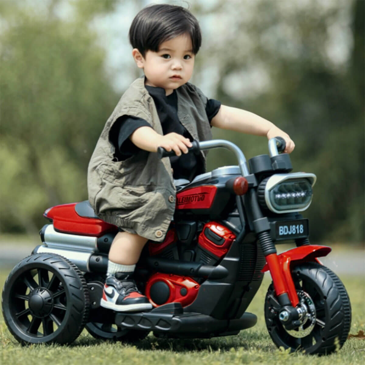 6V Kids Electric Motorcycle Dual Drive 3 Wheels Car Battery Powered Ri ...