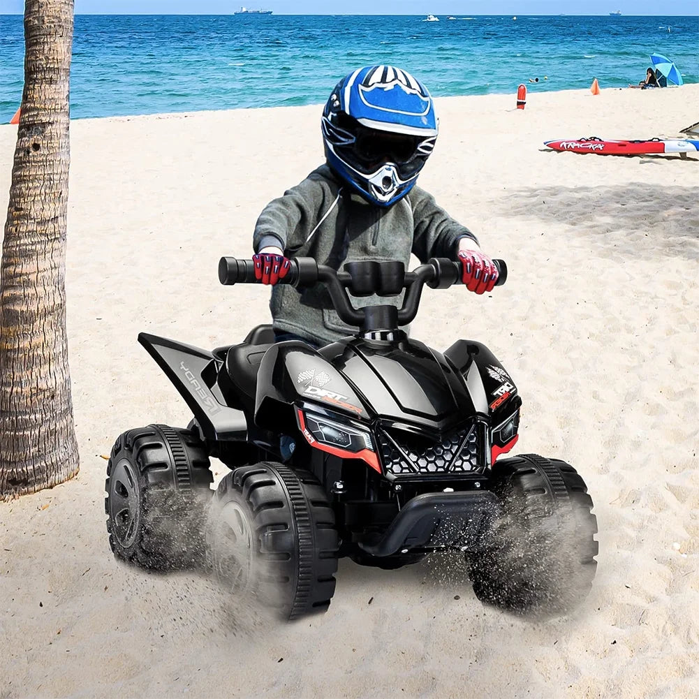 Kids 6V Electric Ride-On ATV Quad Car with Music LED Lights and Spray ...