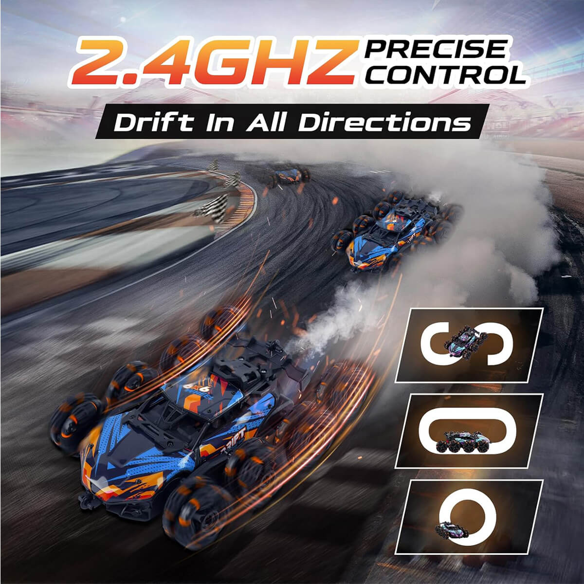 8WD Remote Control Car 2.4G Drift Stunt RC Car Double-Sided Climbing C ...