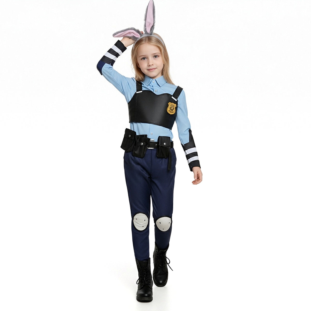 Officer Judy Costume Blue Police Uniform with Badge Tail Ear Waistbag ...