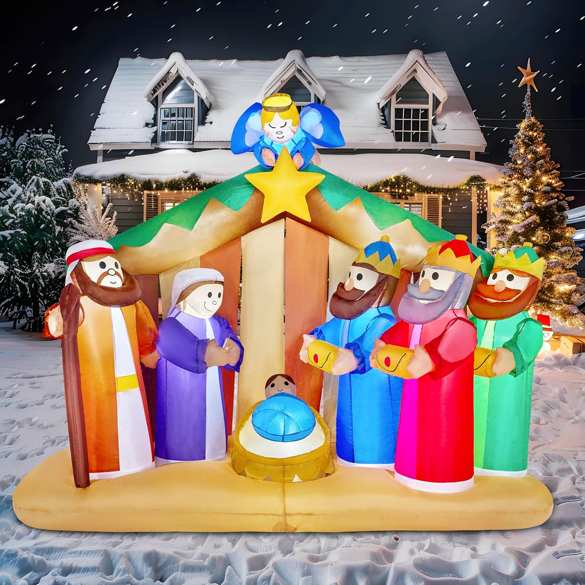 Christmas Inflatables Nativity Scene with Angels Light Inflatables Toy ...