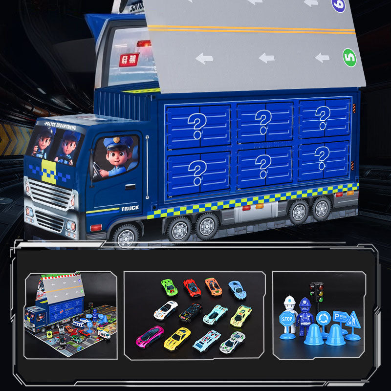 Advent Calendar 2025 Alloy Cars Set Racing Scene Police Car Fire Truck ...