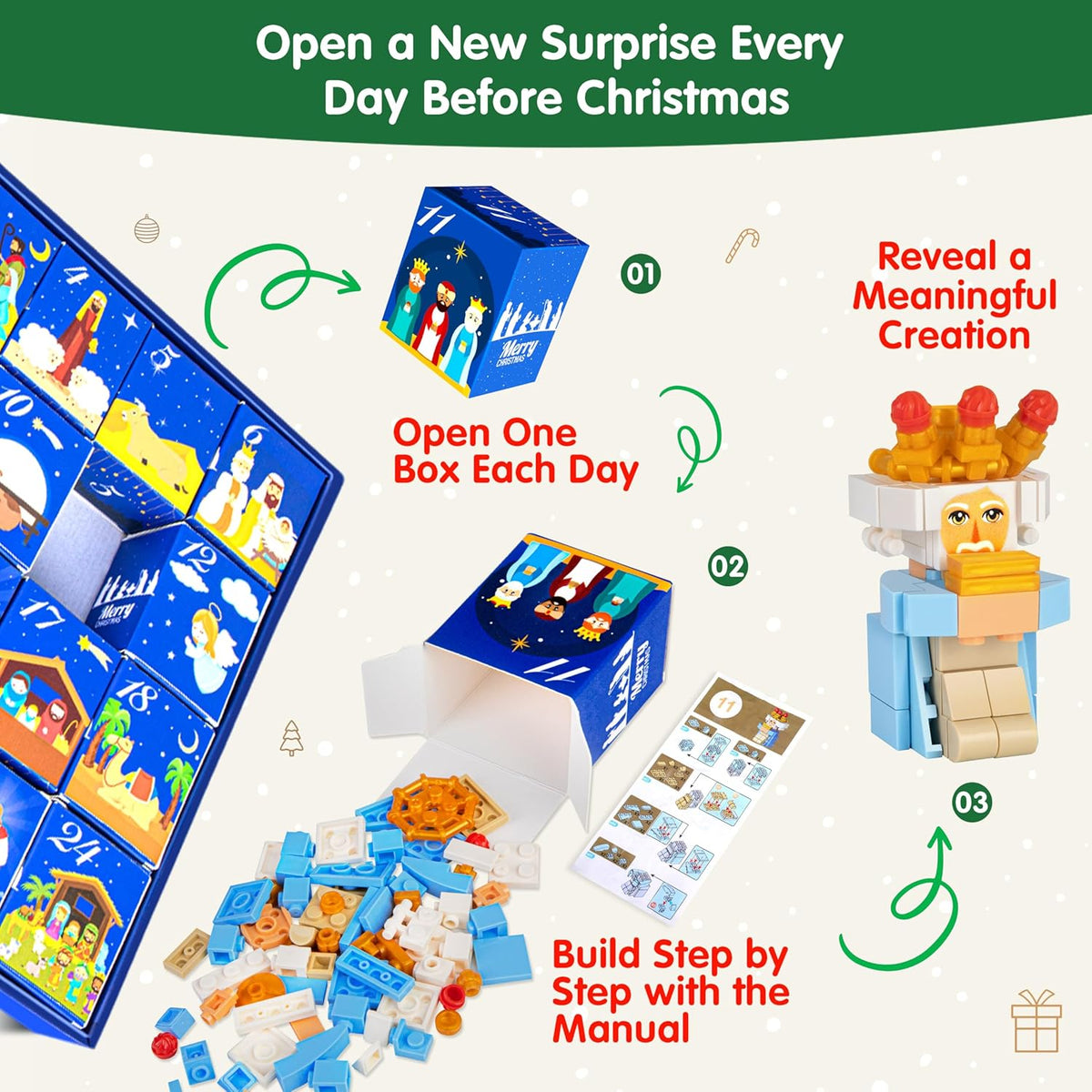Christmas Advent Calendar 2025 Building Blocks Set Blind Box Surprise ...