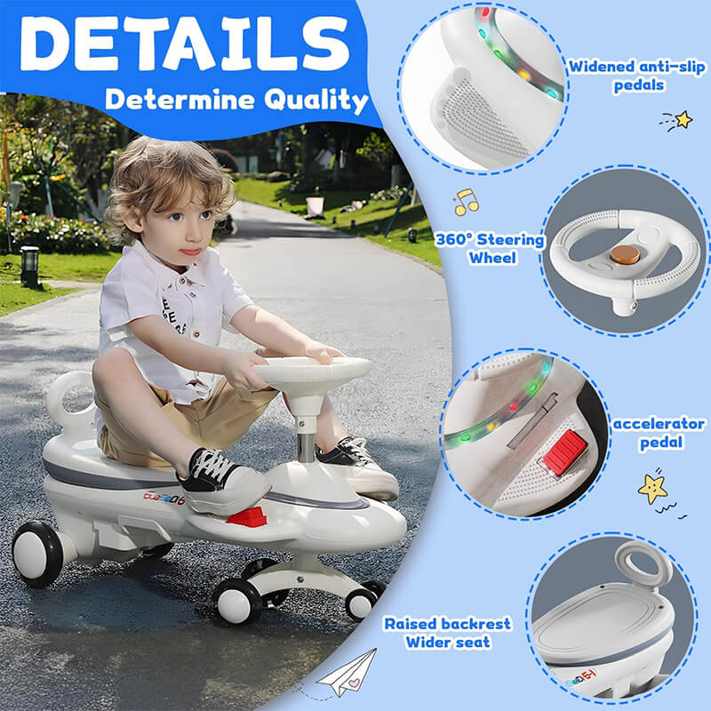 2 in 1 Electric Wiggle Car 6V 360° Swing Ride on Car Dual Motor Car wi ...