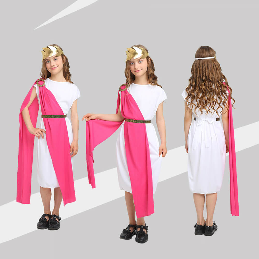 Girls Boys Greek Goddess Costume Athena Aphrodite Halloween Cosplay Dr ...