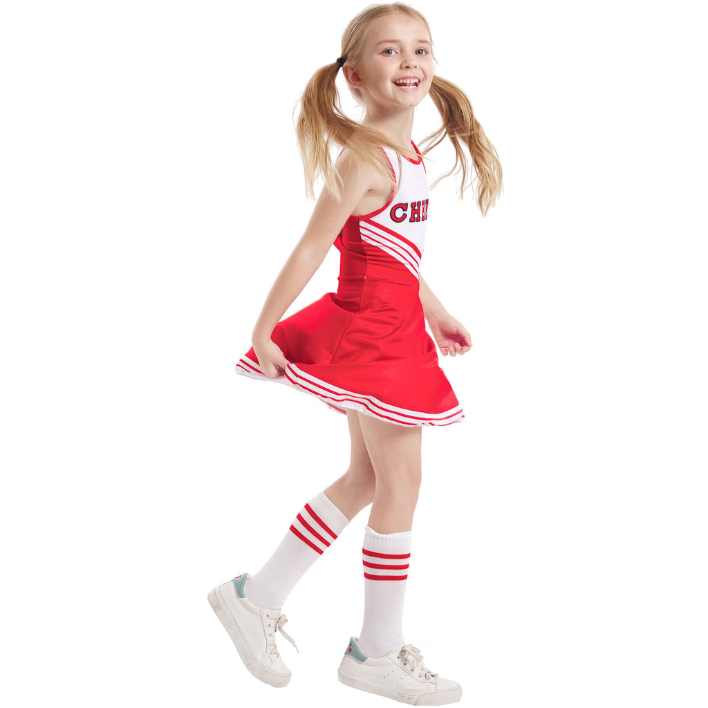 Kids Cheerleader Uniforms Girls 5t-10 Fancy Cheer Costume Cute Dress w ...