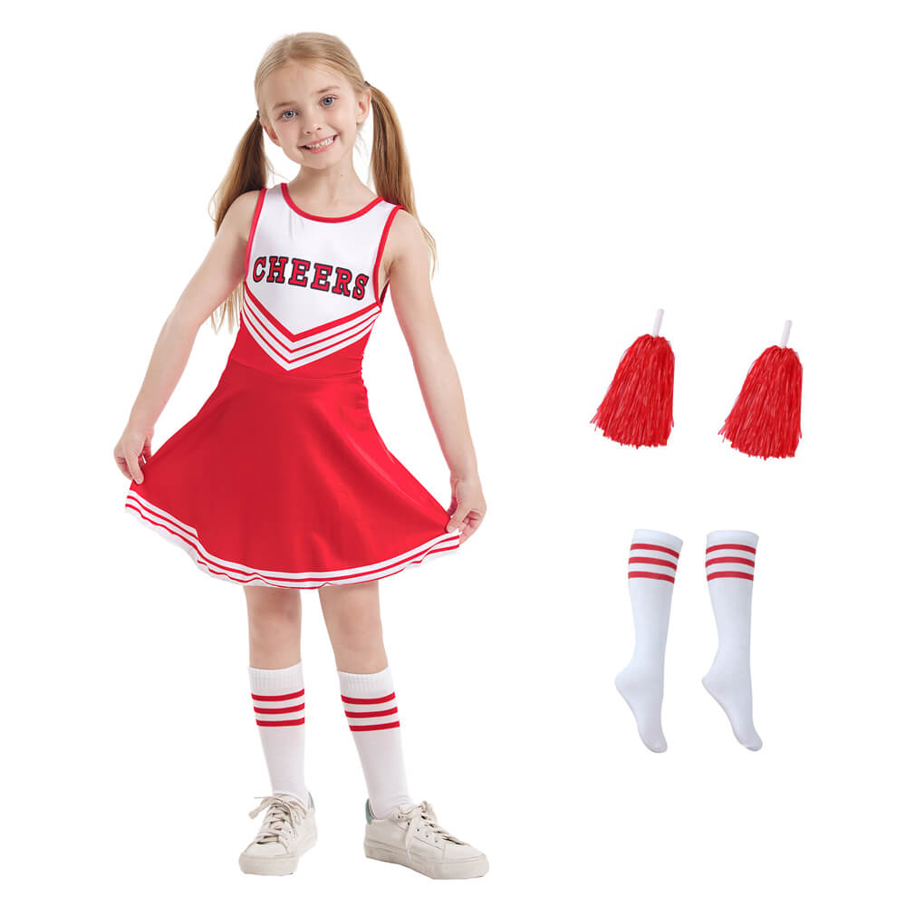 Kids Cheerleader Uniforms Girls 5t-10 Fancy Cheer Costume Cute Dress w ...