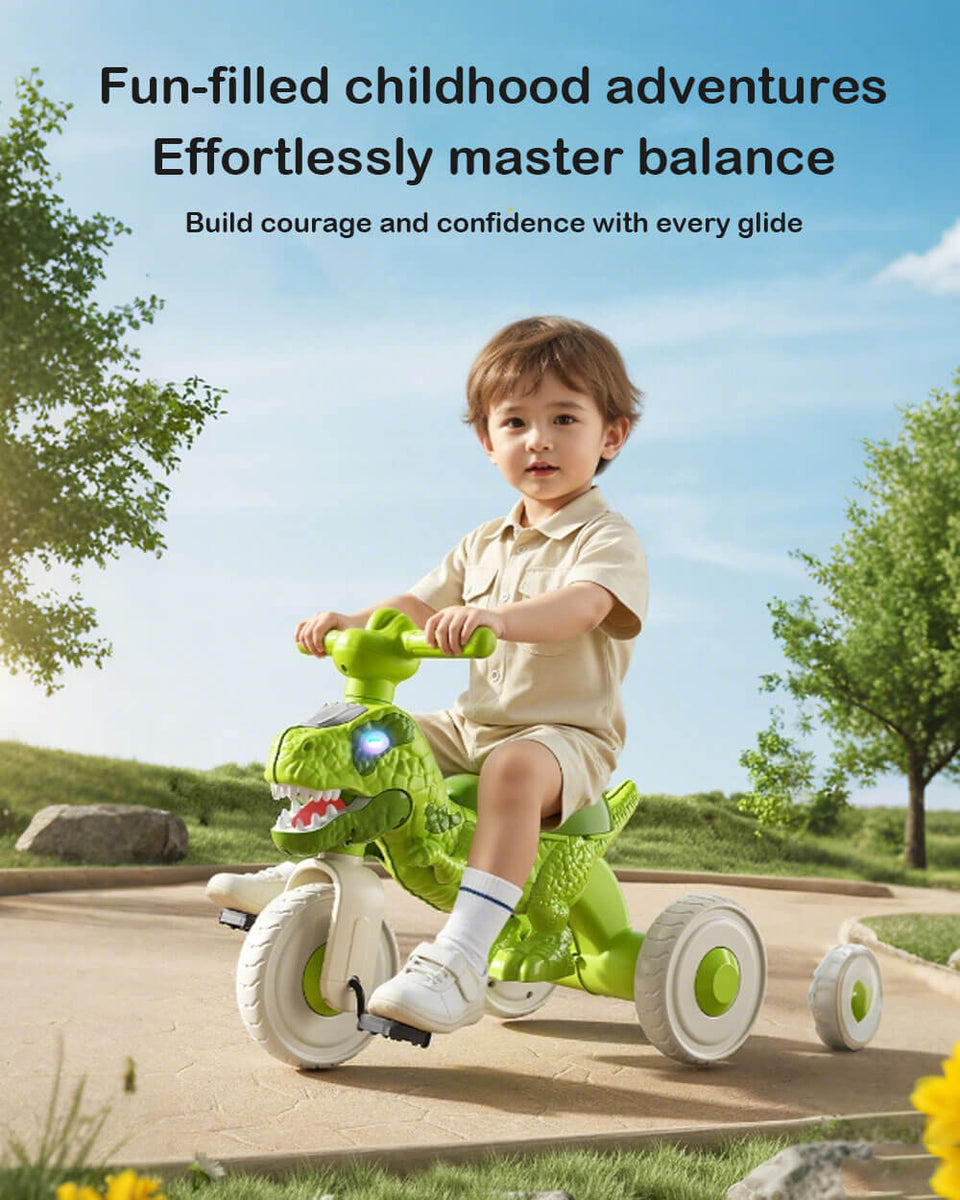 Kids Dinosaur Tricycle Comfortable Seats Ride On Car Triangular Struct ...