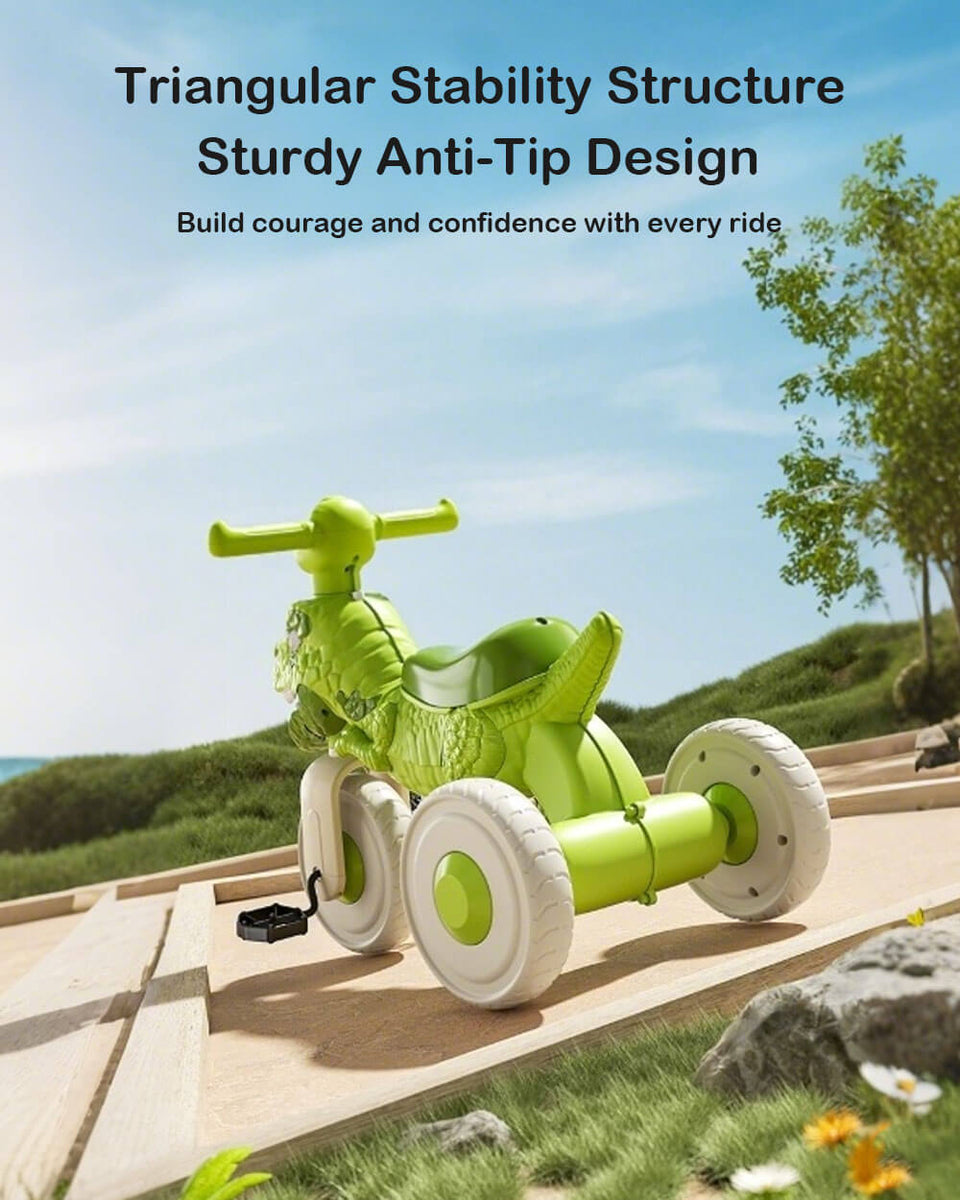 Kids Dinosaur Tricycle Comfortable Seats Ride On Car Triangular Struct ...