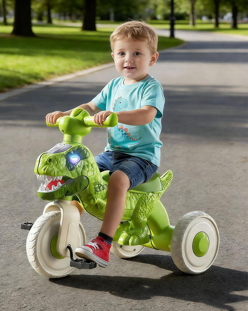Kids Dinosaur Tricycle Comfortable Seats Ride On Car Triangular Struct ...