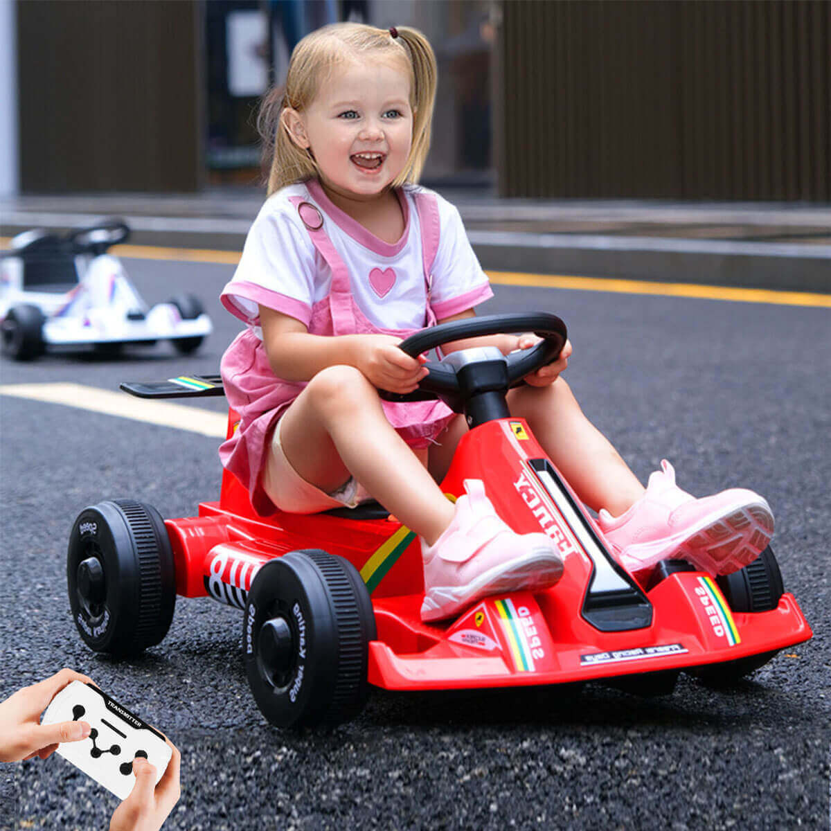 Kids Electric Go Kart with Remote 12V Battery Powered Drift Car Ride o ...