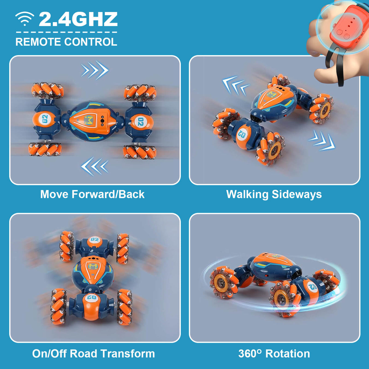 Kids Remote Control Stunt Car 360° Twist Climbing Car 3 Control Method ...