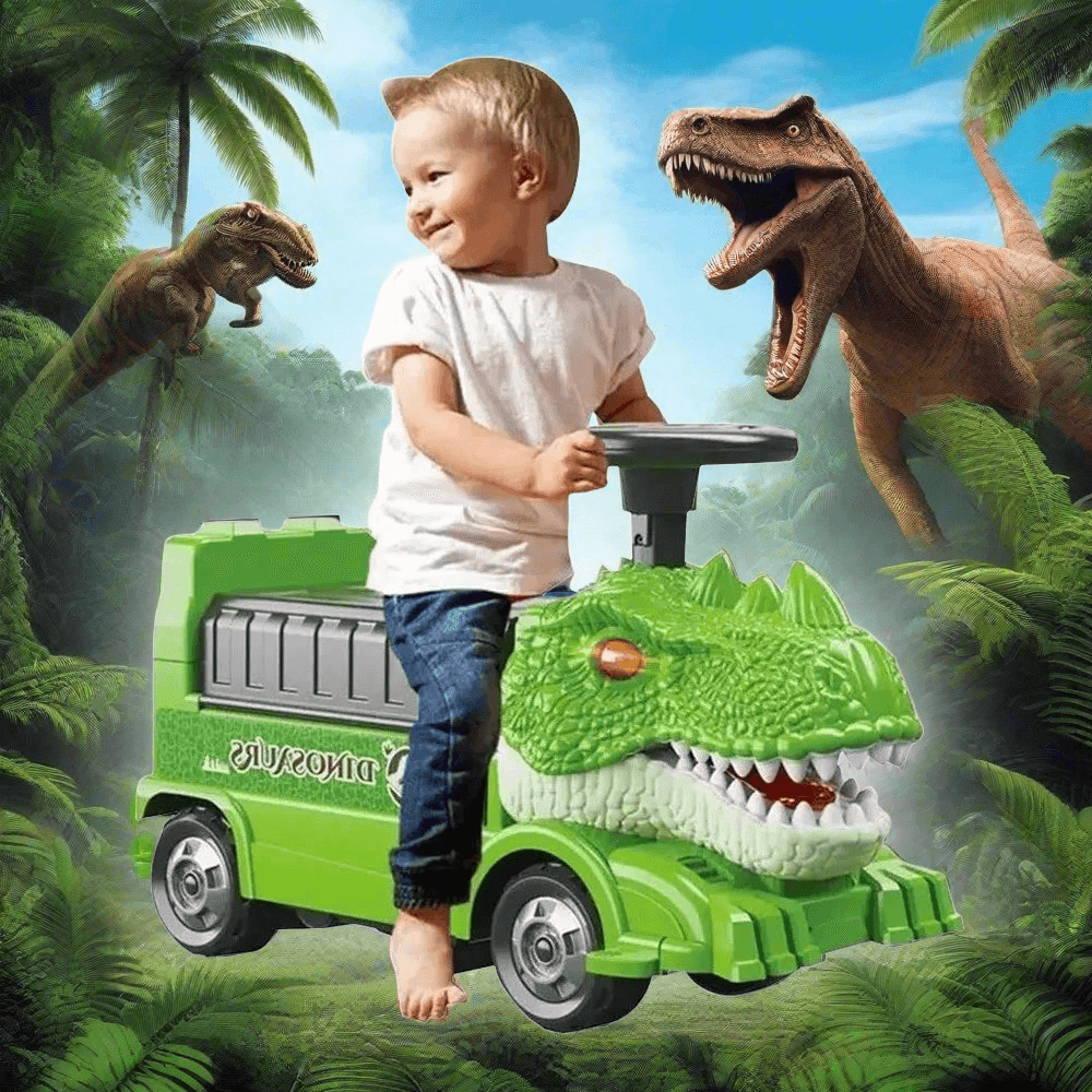Kids Ride On Dinosaur Car Transformable Parking Lot With Music Story F ...