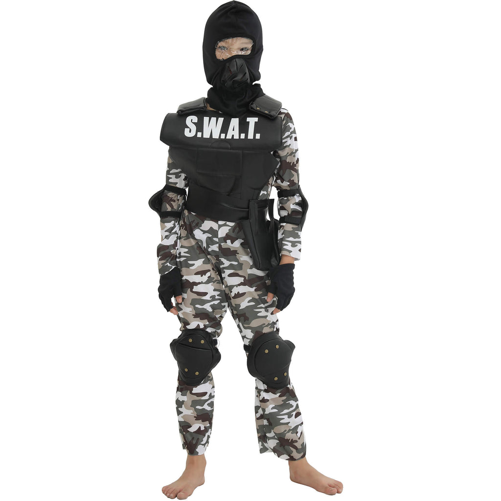 Kids SWAT Costume Tactical Vest Helmet and Camouflage Suit Police Outf ...