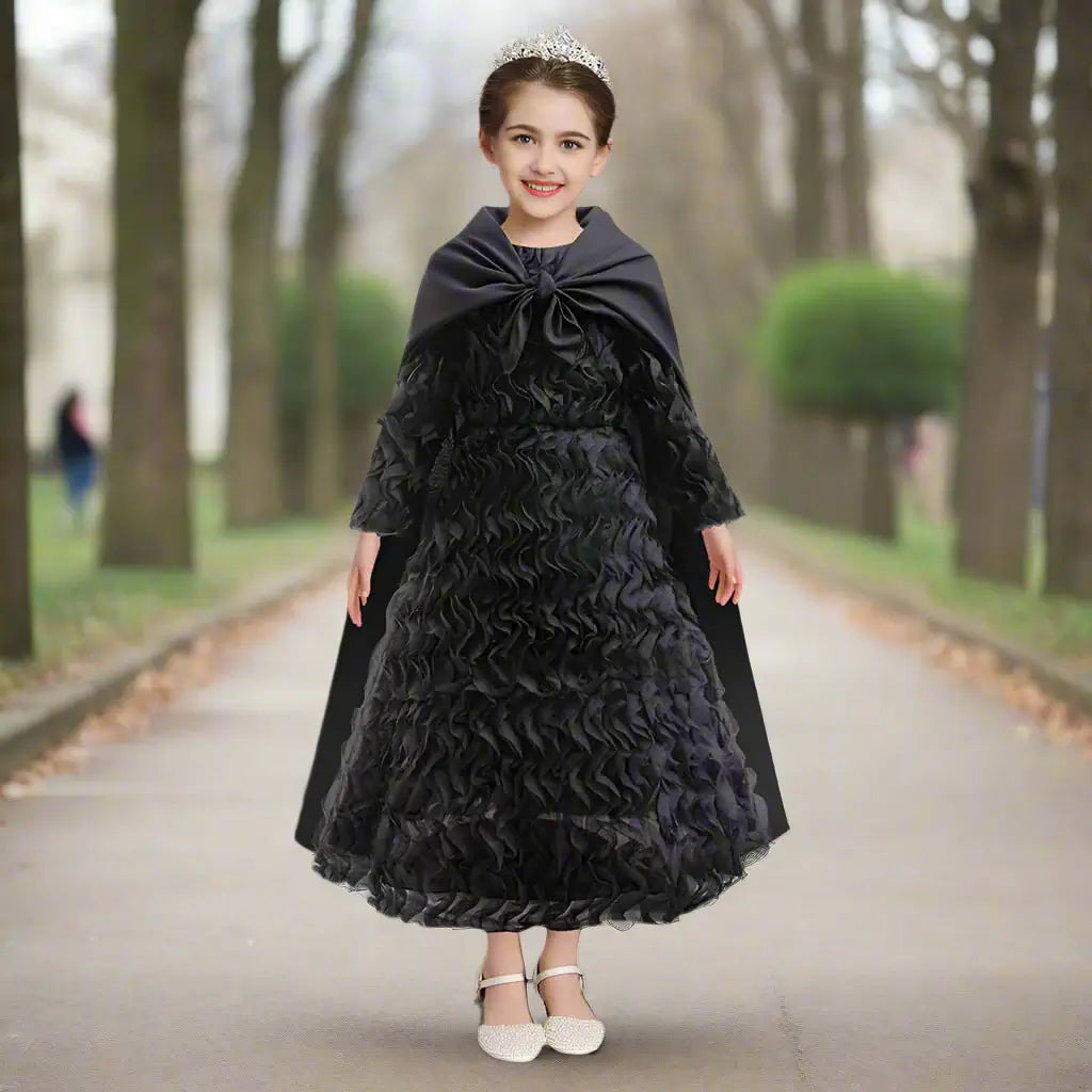 Girls Elphaba Costume Black Witch Cosplay Dress and Cape for Dress Up ...