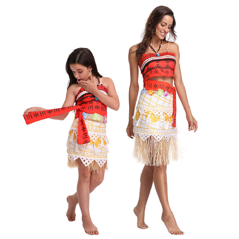Princess Moana Costume Polynesian Dress Beach Dress Up Cosplay Outfits ...