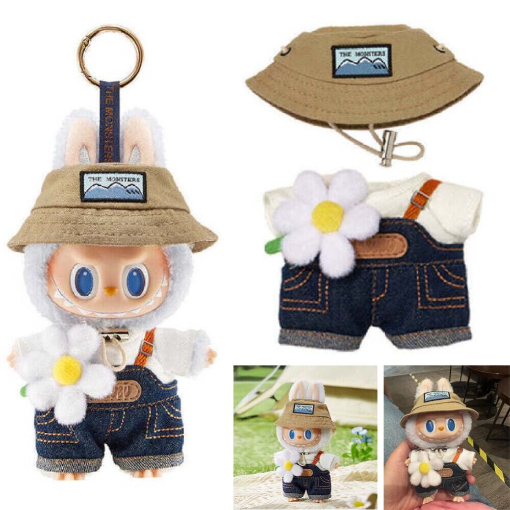 6.7'' Plush Doll Labubu Keychain The Monsters Plush Toy with Clothes H ...