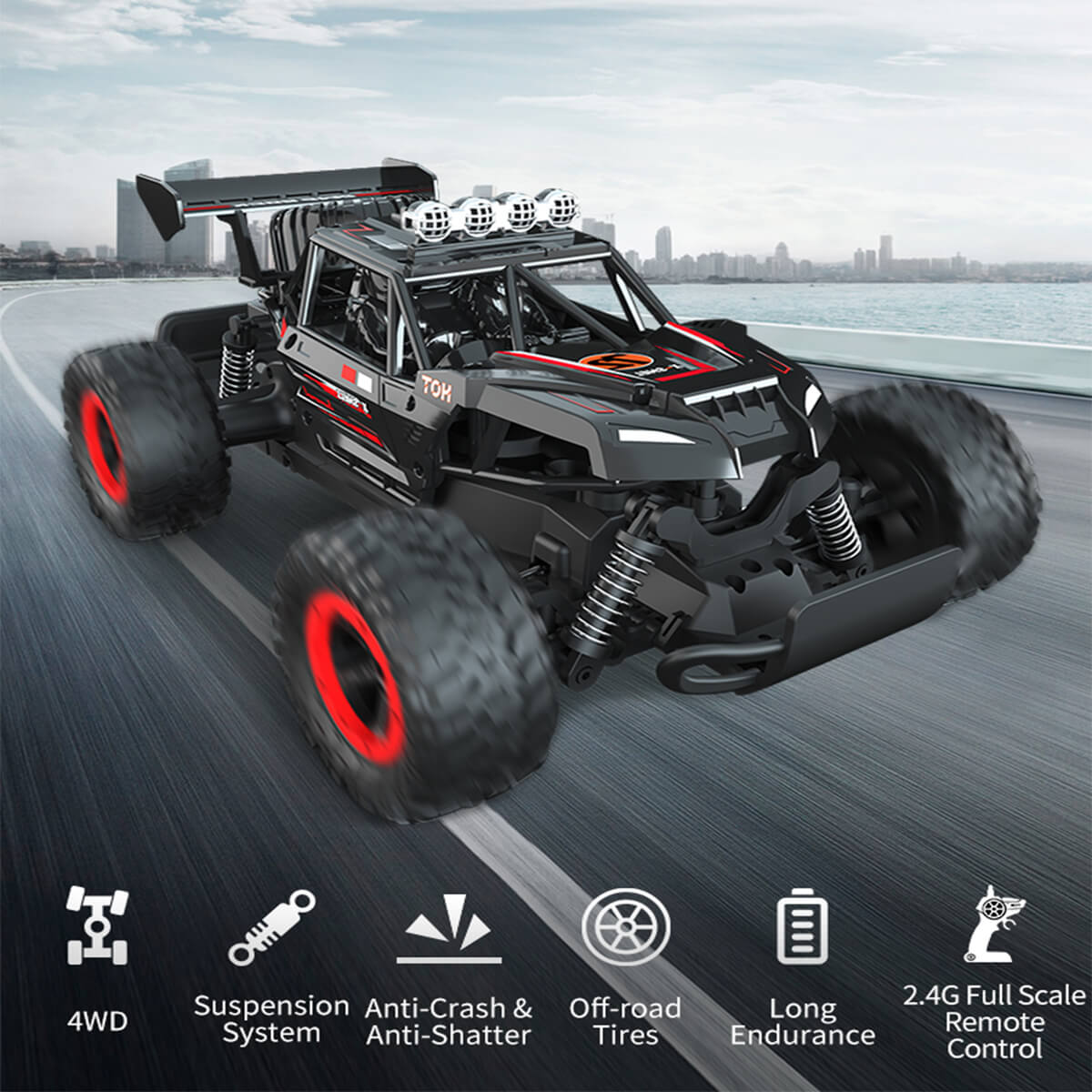 4WD RC Cars 2.4Ghz Off-Road Climbing Remote Control Truck Drift Racing ...