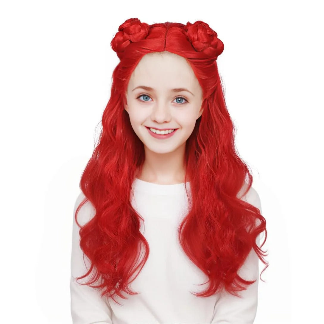 Girls The Rise of Red Dress Princess Red Costume and Wig for Halloween ...