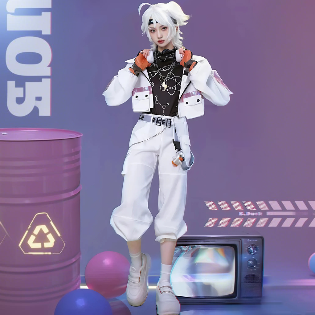 IDV Game Prisoner Uniform Men Cosplay Costume White Outfit with Headph ...