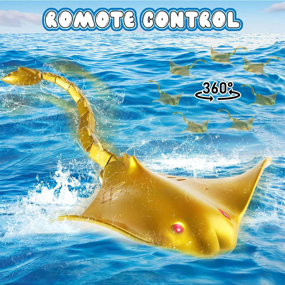 2.4G Remote Control Manta Ray Toy High Simulation Devil Ray Fish RC Bo ...