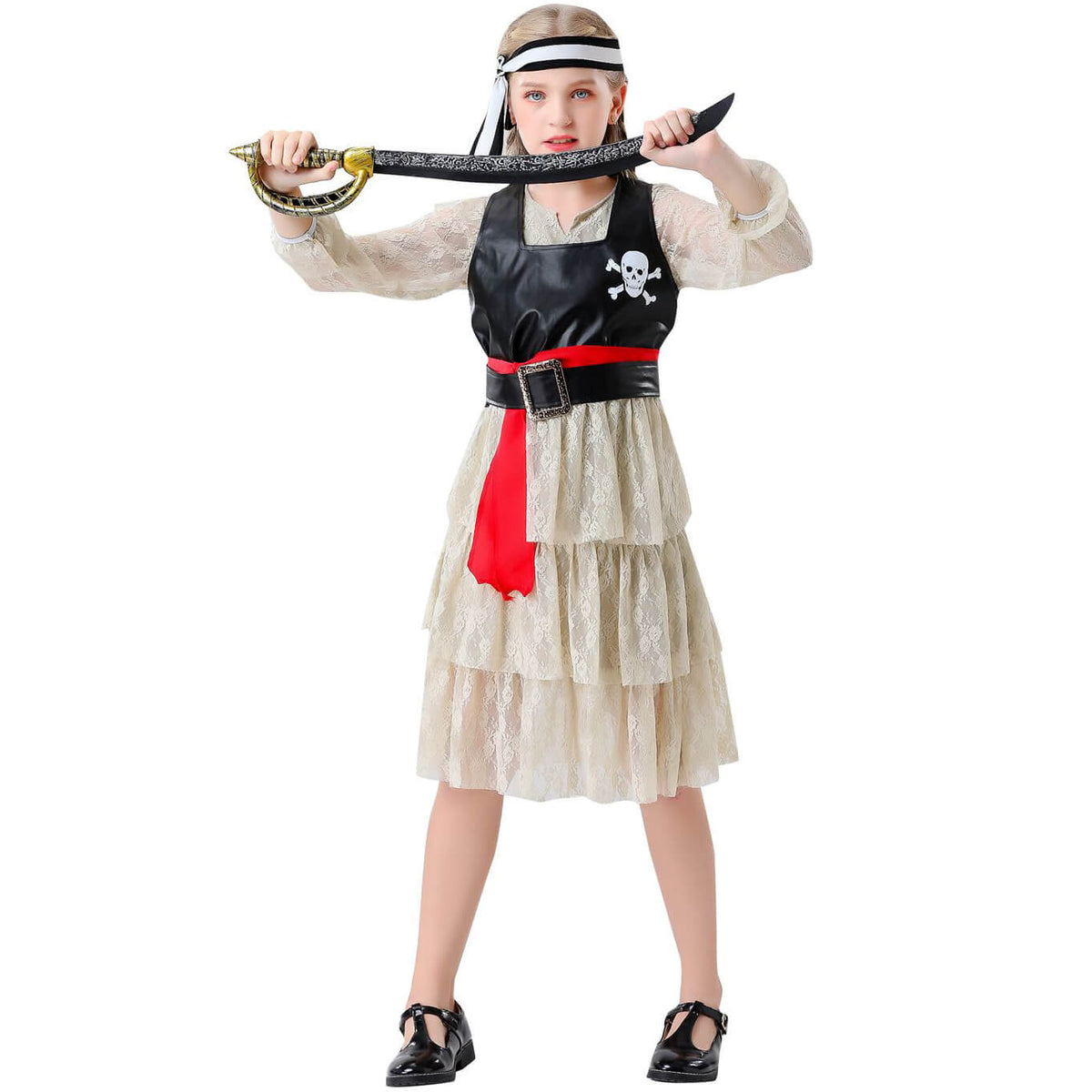 Girl Pirate Outfit Sea Caribbean Cosplay Dress Childrens Pirate Costum ...
