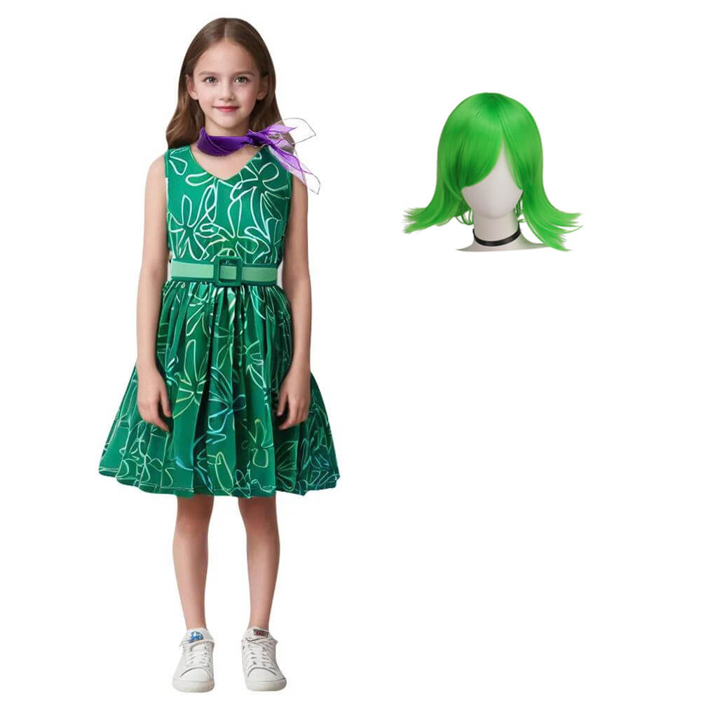 Kids Inside Movie Disgust Costume Girls Printing Disgust Dress with Sc ...