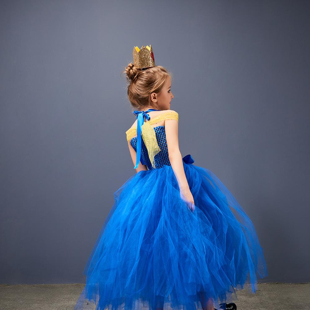 Girls Evie Dress Blue Ball Gown Tulle Party Dress with Crown for Cospl ...