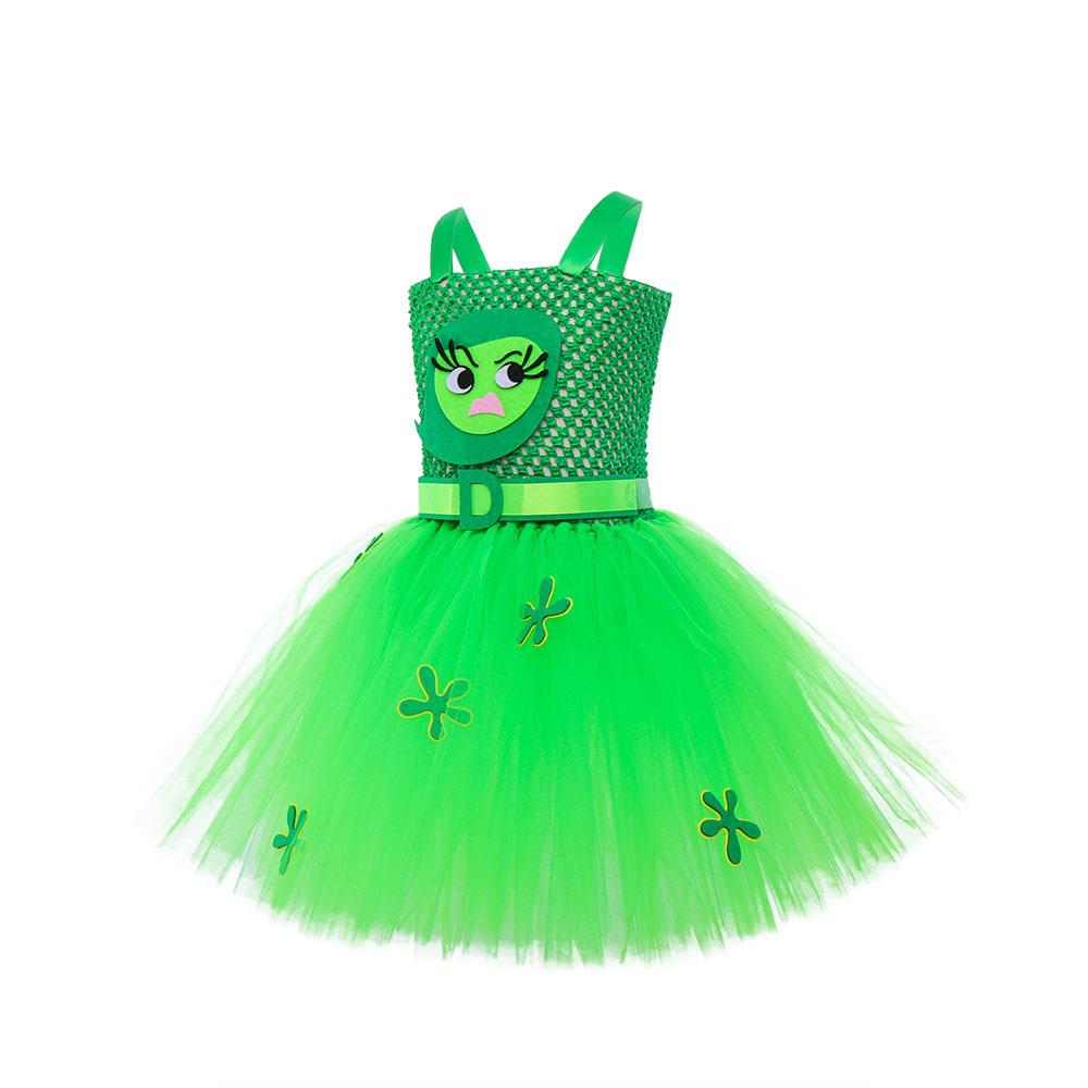 Girls Inside Disgust Costume Green Tutu Dress with Headband Outfit for ...