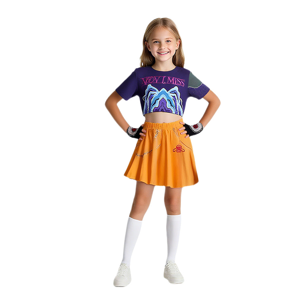 Girls Mira Outfit KPop Demon Hunters Costume Black Sheep Shirt Skirt a ...