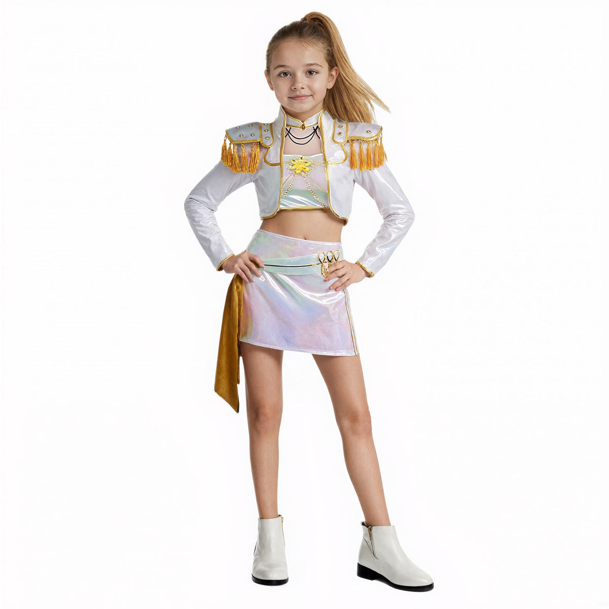 Pop Star Costume Performance Outfit PU Leather Dress Up Suit Halloween ...