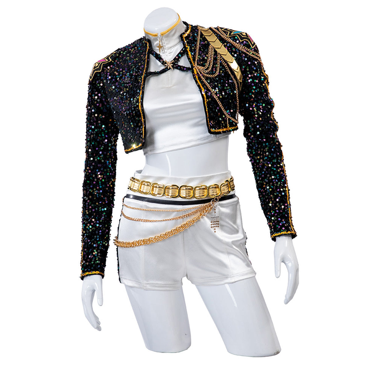 Pop Stars Costume Golden Black White Dance Outfit Stage Performance Su ...