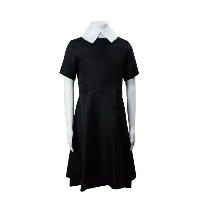 Kids Wednesday Addams Dress Black Wednesday Costume with Peter Pan Col ...