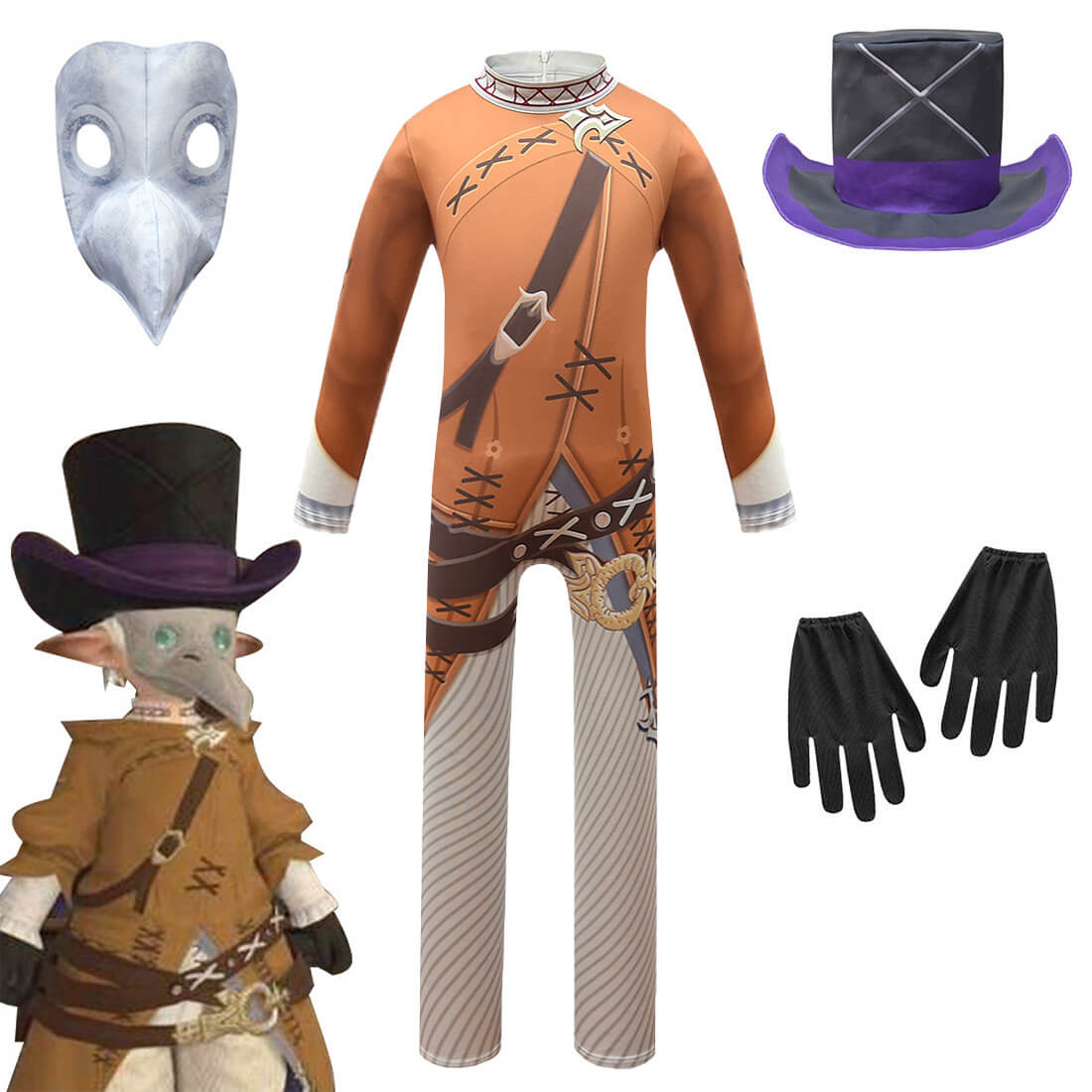 Kids Plague Doctor Outfit Bird Mask Cosplay for Halloween Costume – Sun ...