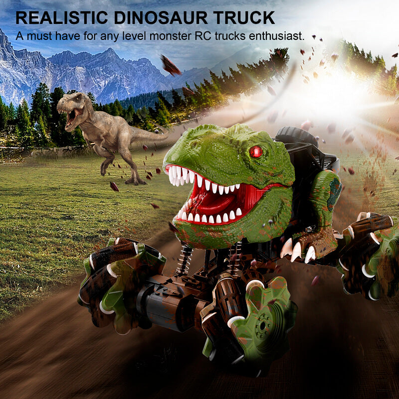 Kids RC Dinosaur Car Rechargeable Monster Truck 360°Rotation Stunt Dri ...