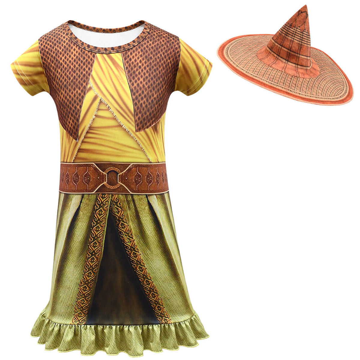 Kids Raya Cosplay Outfit Girls Princess Warrior Dress Up Halloween Cos ...