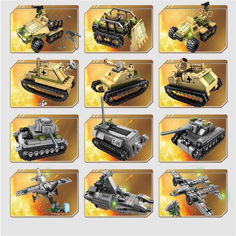 Empires of Steel WWII Battle Bricks Army Sets with 8 Free Minifigures ...