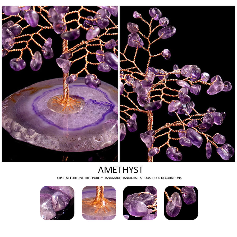Natural Crystal Lucky Tree for Home Decor Gemstone Tree & Onyx Pendant ...